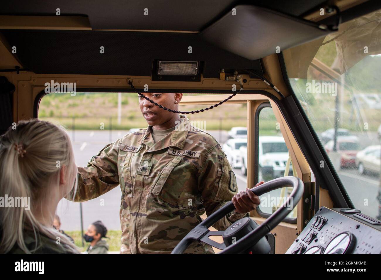 U.S. Army Sgt. Jakkia Floyd, a motor transport operator assigned to the ...