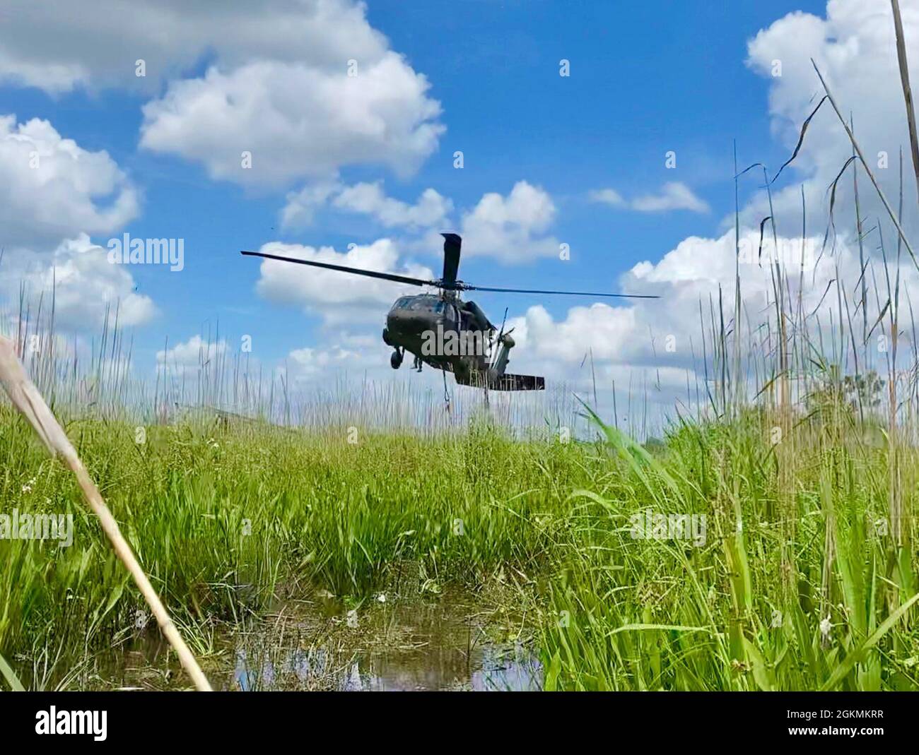 A UH-60 Black Hawk helicopter flies overhead near Beaumont, Texas, May ...