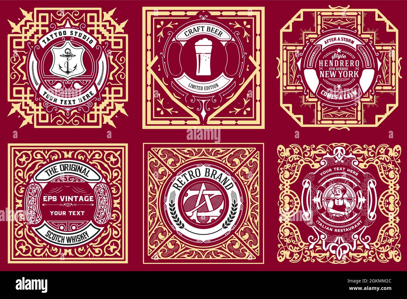 Set of 6 labels. Western style Stock Vector Image & Art - Alamy