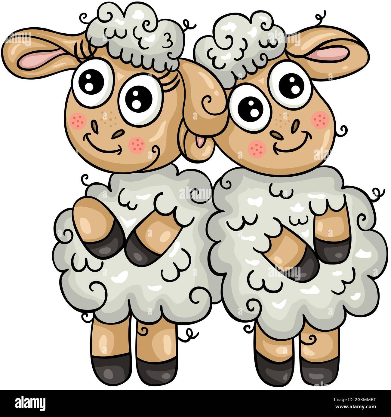 Two cute baby lambs standing Stock Photo - Alamy