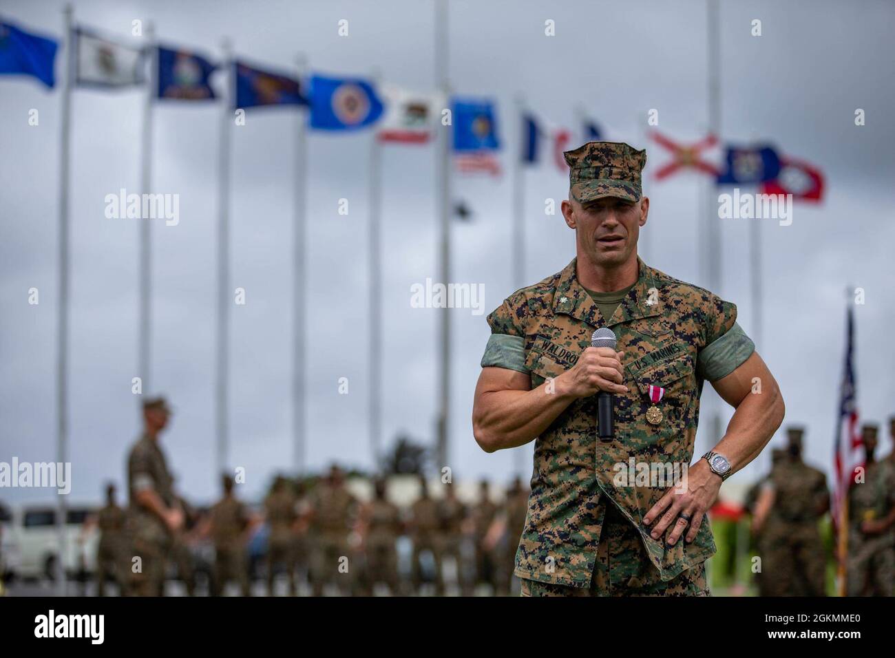 U.S. Marine Corps Lt. Col. Nicholas Waldron, outgoing commanding ...