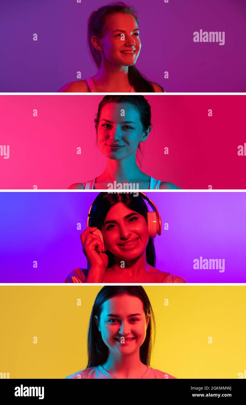 Portraits of an ethnically diverse young beautiful women isolated over ...