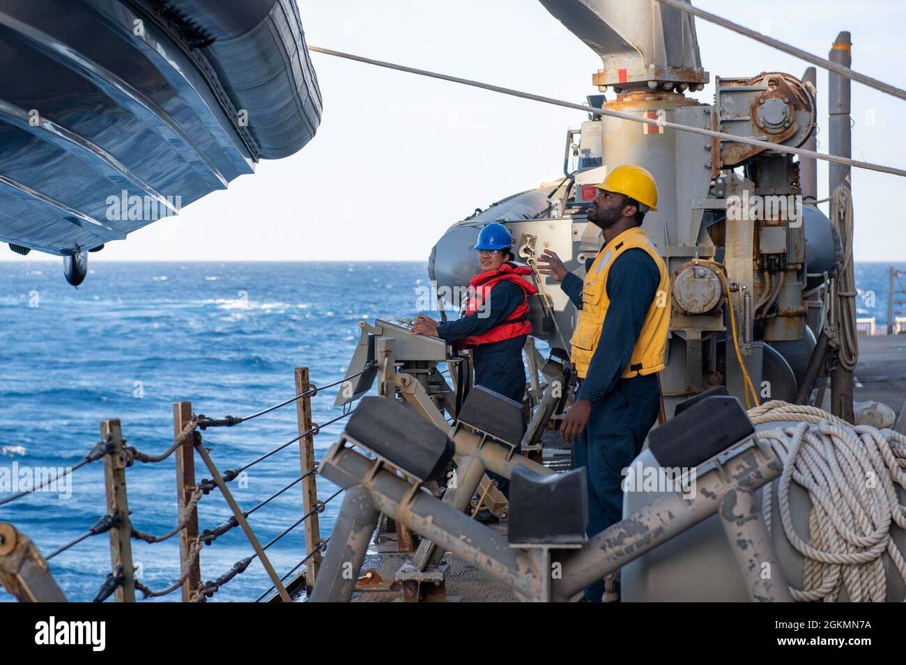 SEA OF CRETE (May 28, 2021) Boatswain’s Mate 3rd Class Rashaun Cowan ...