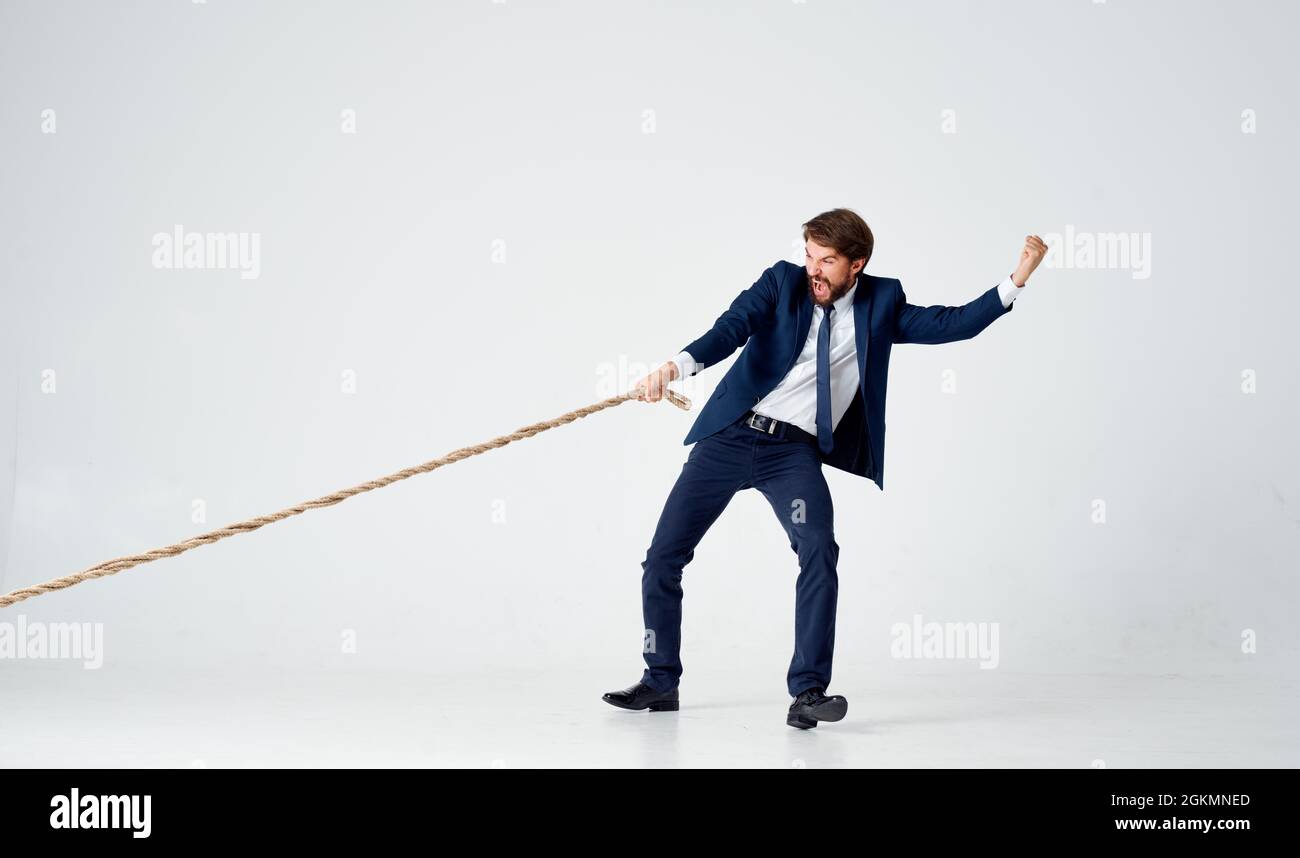 business man in suit work office rope career Stock Photo - Alamy