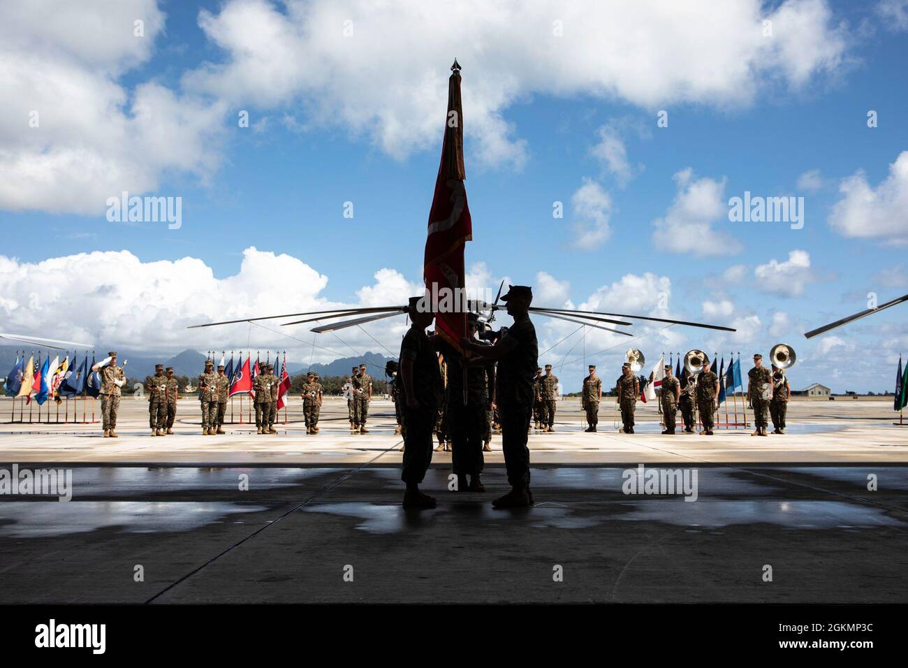 U.S. Marine Corps Lt. Col. Jaret R. Rhinehart relinquishes the ...