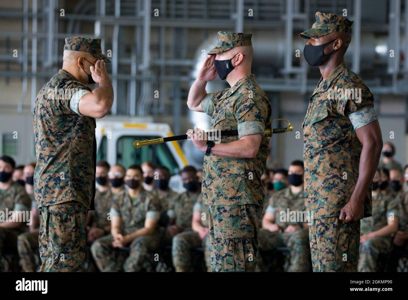 U.S. Marine Corps Sgt. Maj. Roberto Lopez, oncoming sergeant major of ...