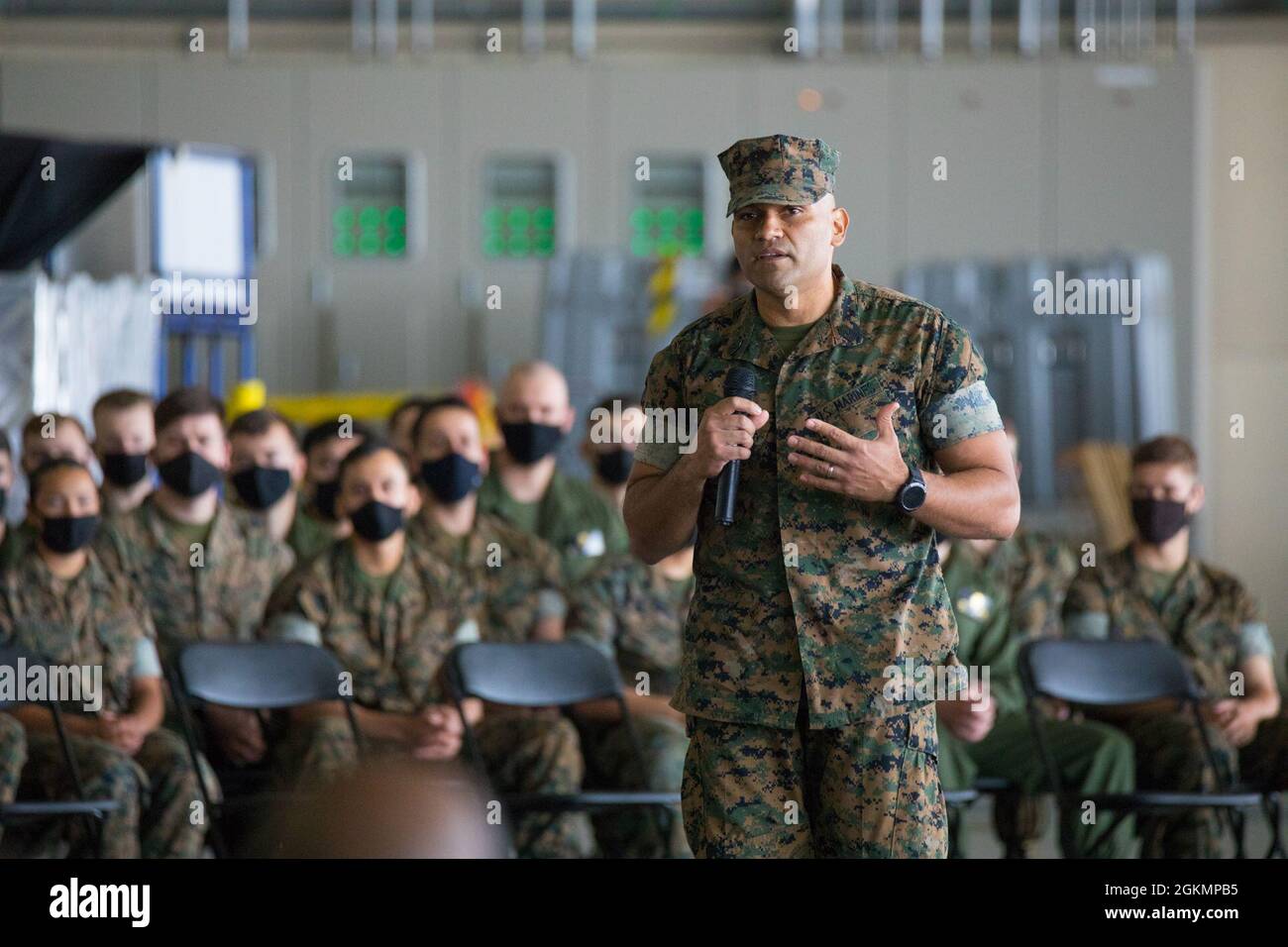 U.S. Marine Corps Sgt. Maj. Roberto Lopez, oncoming sergeant major of ...