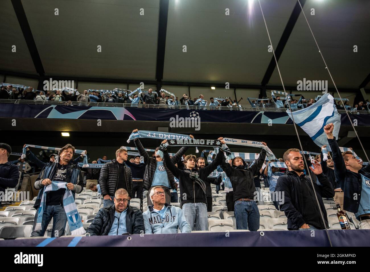 Malmo, Sweden. 14th Sep, 2021. Football fans of Malmoe FF seen during ...