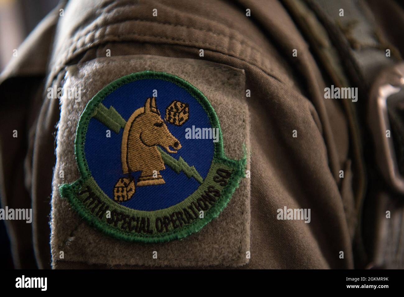 The 711th Special Operations Squadron patch is displayed during the ...