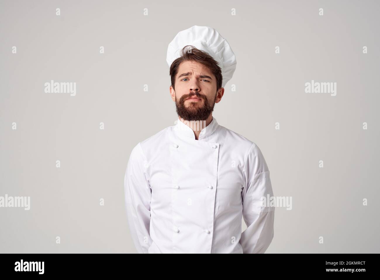 male cook restaurant service Professional hand gesture posing studio ...