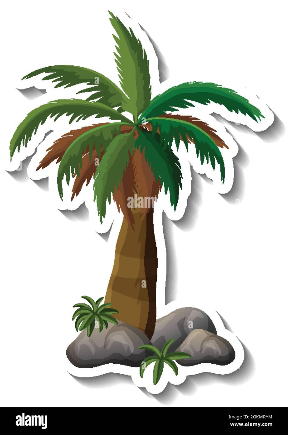 Palm tree sticker on white background illustration Stock Vector Image ...