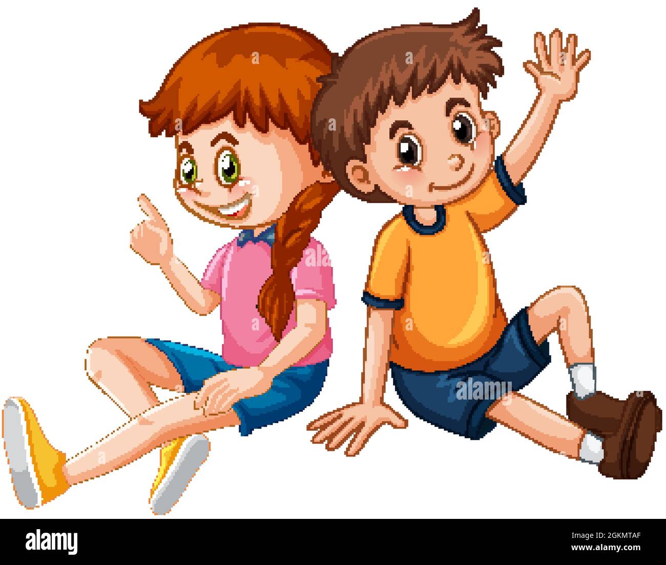 Couple children cartoon character illustration Stock Vector Image & Art ...