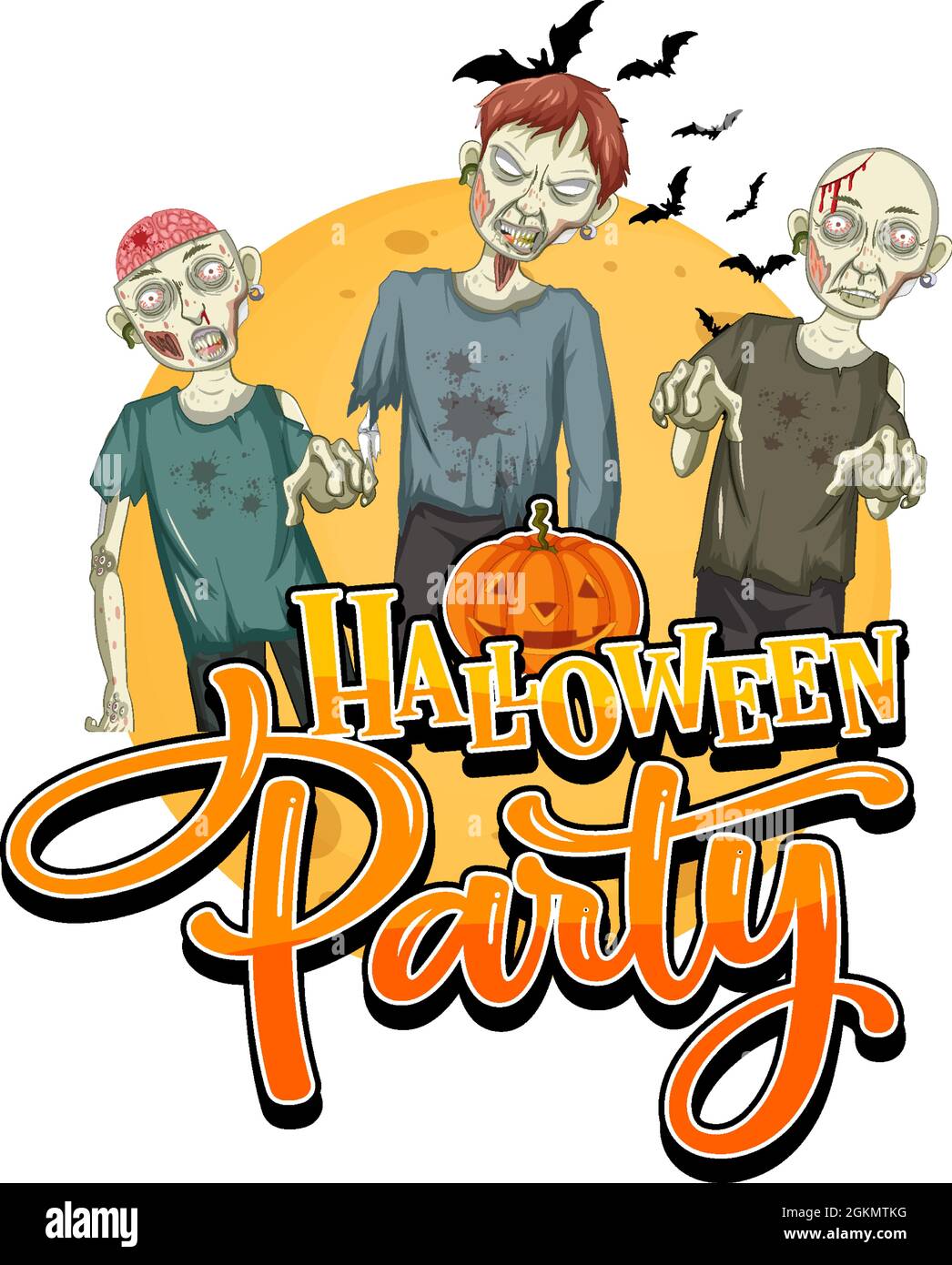 Halloween Party with Creepy zombies illustration Stock Vector Image ...