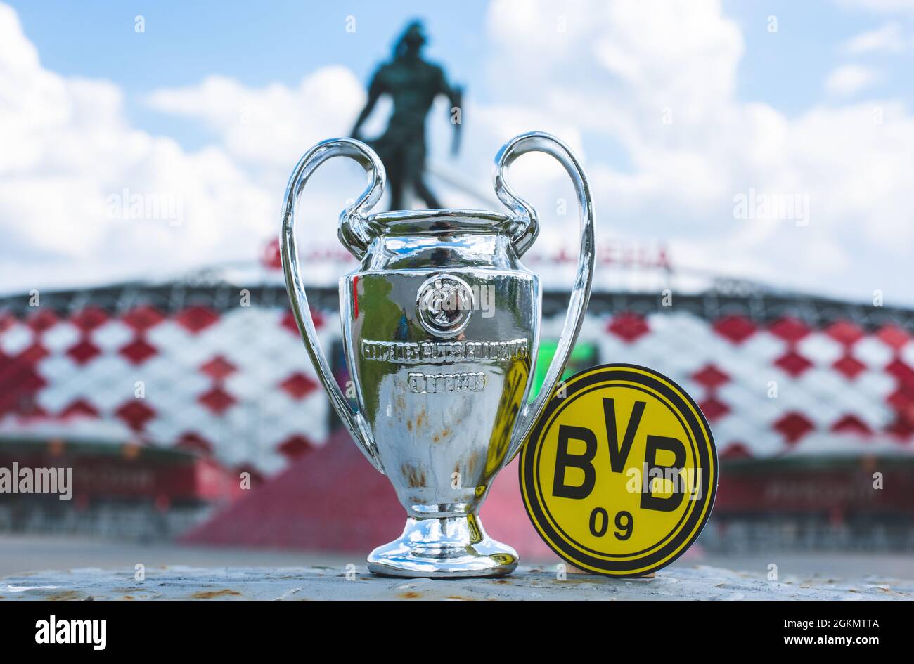 June 14, 2021 Dortmund, Germany. The emblem of the Borussia Dortmund ...