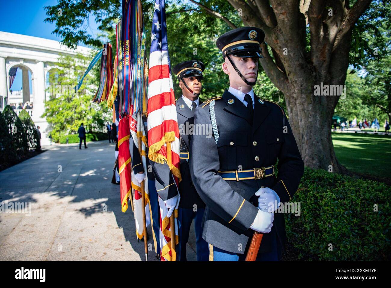 A joint armed forces color guard supports the National Memorial Day ...