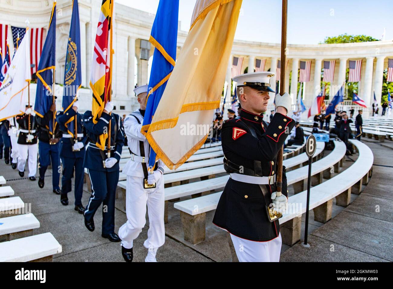 The State and Territorial flags are moved through the Memorial ...