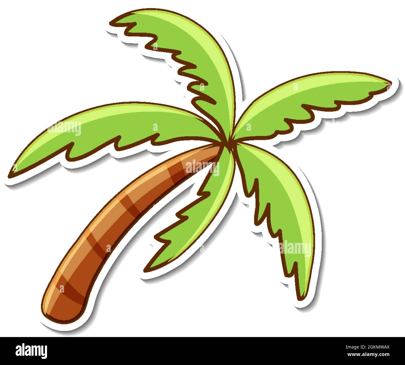 Sticker design with palm or coconut tree isolated illustration Stock ...