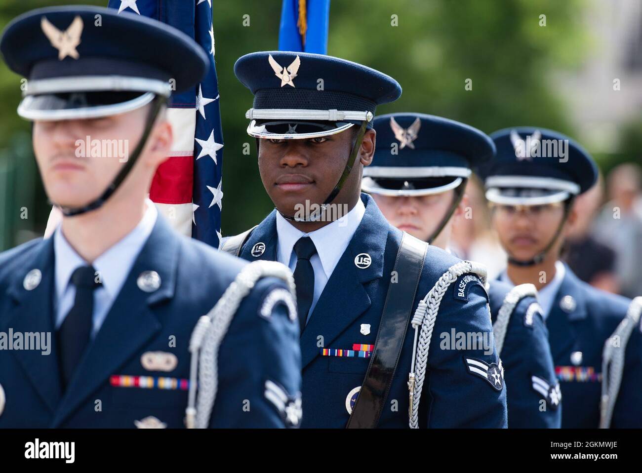 Honor Guard members from Wright-Patterson Air Force Base, Ohio, line up ...