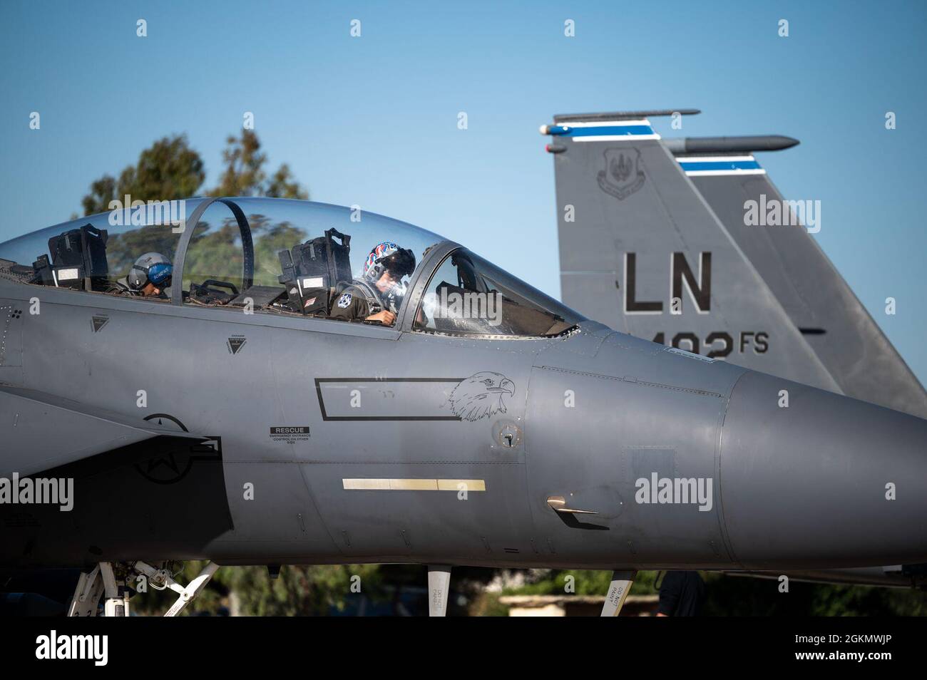 Aircrew assigned to the 492nd Fighter Squadron, prepare to launch in ...
