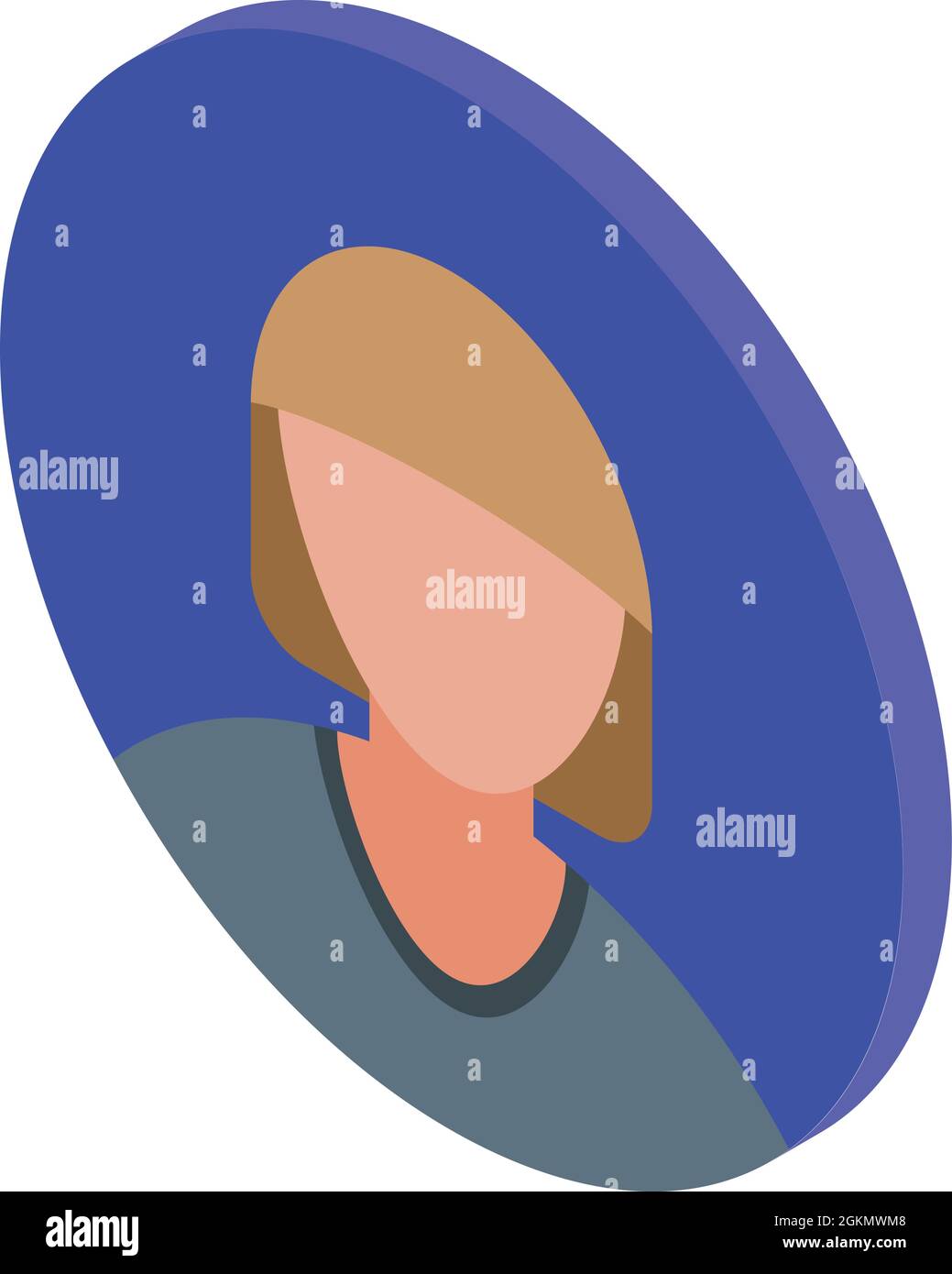 Online avatar icon isometric vector. Unknown person. User character ...