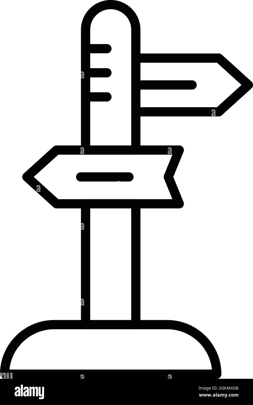 Wood singpost icon outline vector. Direction pillar. Arrow road Stock ...