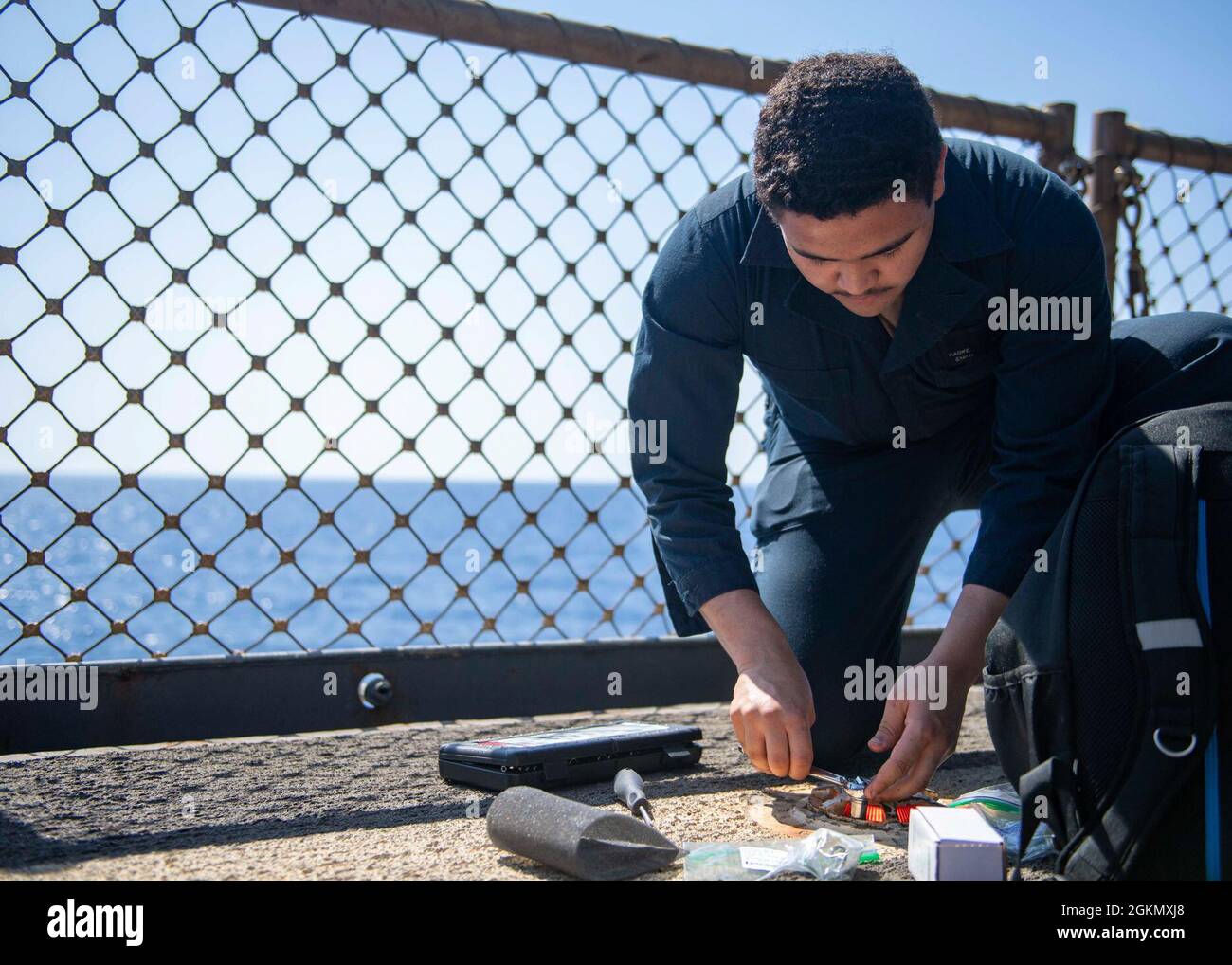 210531-N-NQ285-1039 MEDITERRANEAN SEA (May 31, 2021) Electrician's Mate ...