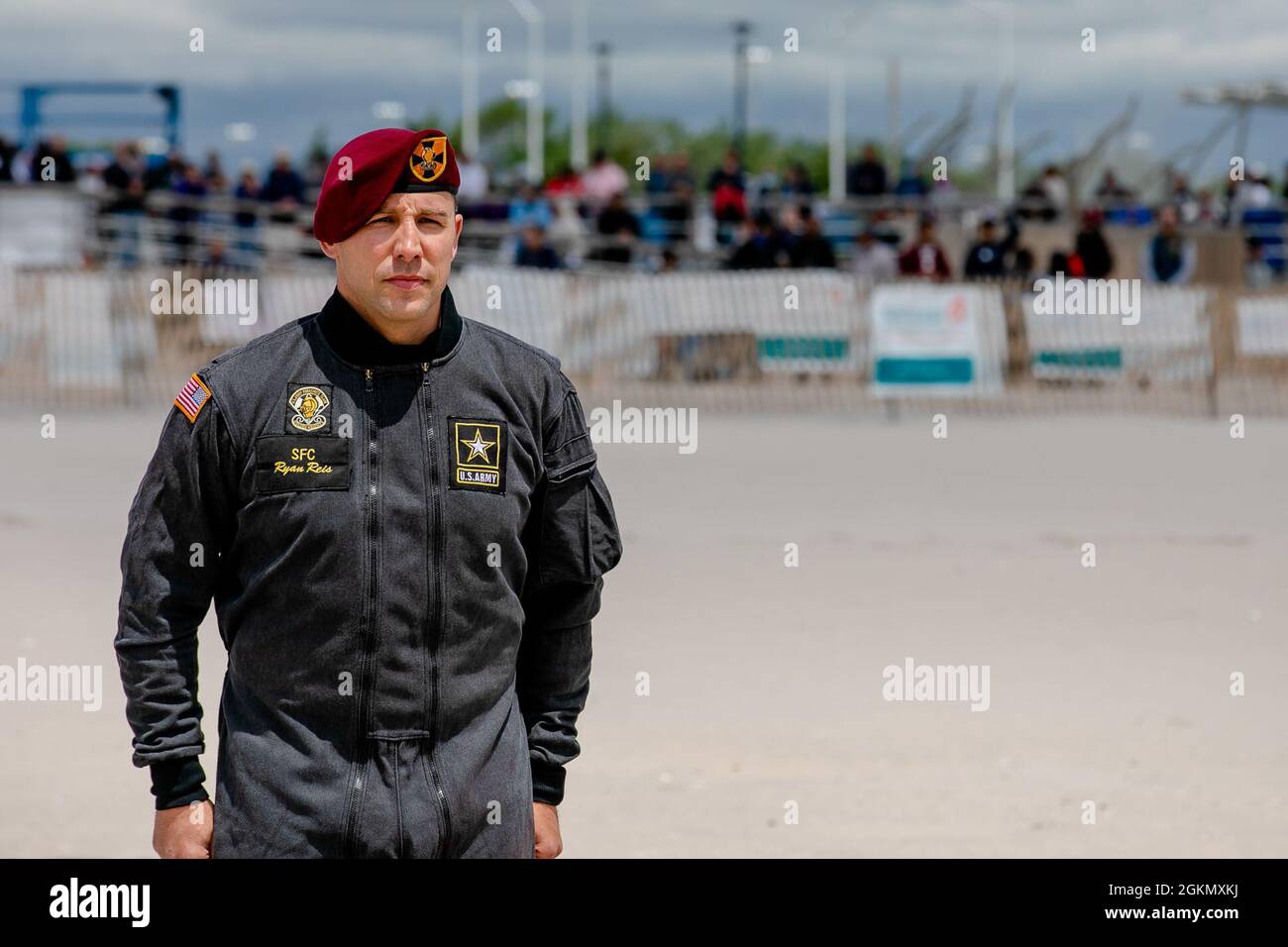 Sergeant 1st Class Ryan Reis stands at the Bethpage, NY airshow Stock ...