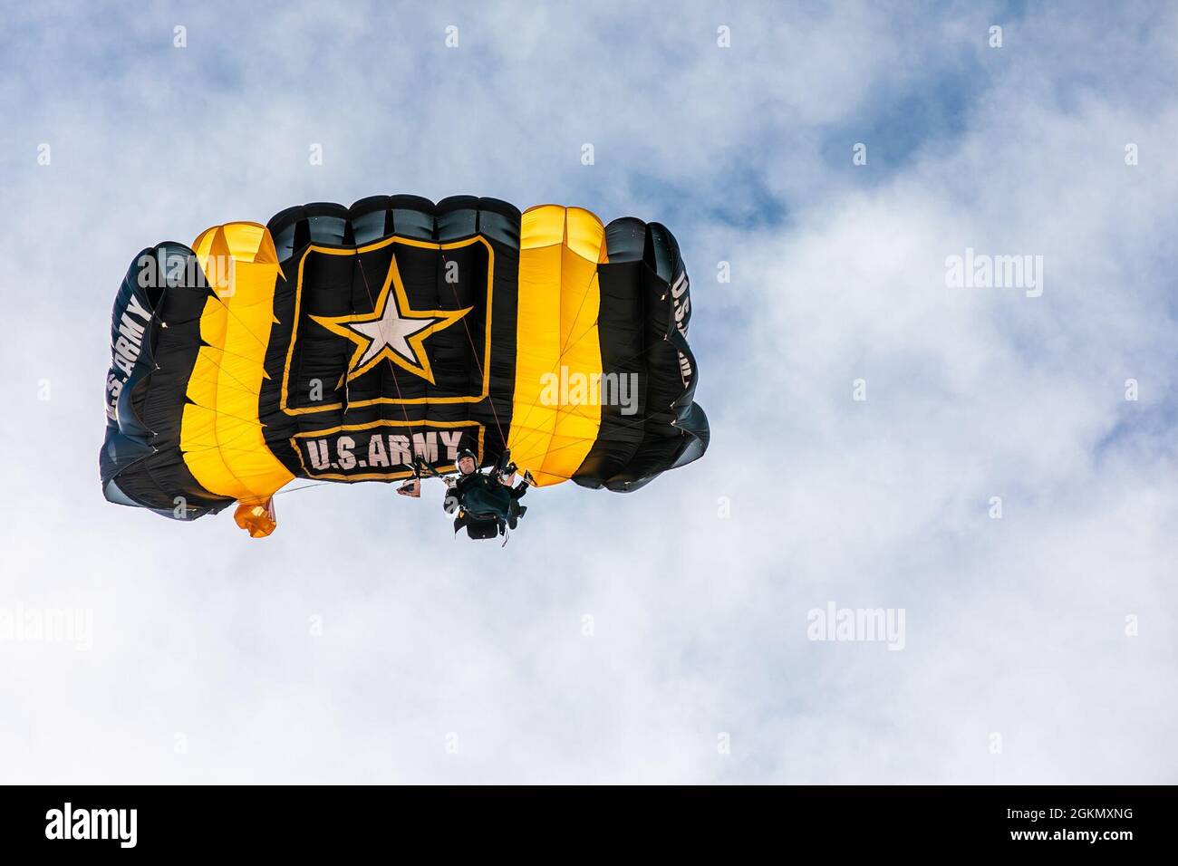 Sergeant 1st Class Mike Koch of the U.S. Army Parachute Team makes a ...