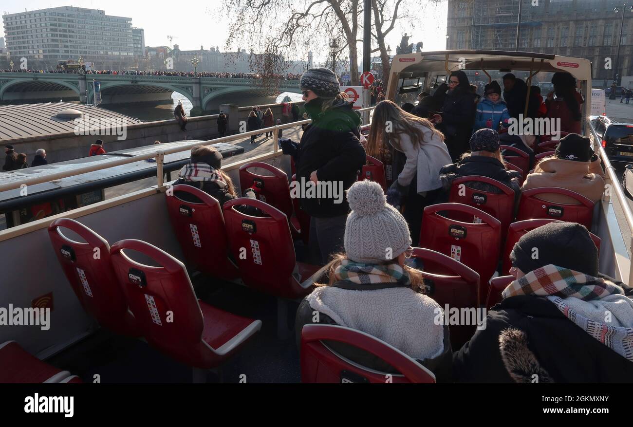 Open-top bus sightseeing tour, London Stock Photo - Alamy