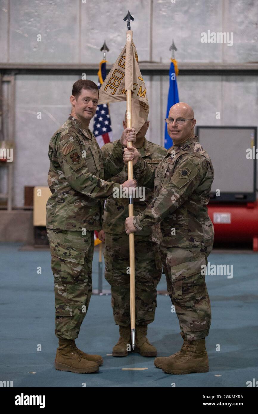 U.S. Air Force Maj. Michael J. Perolio (right), incoming 380th ...