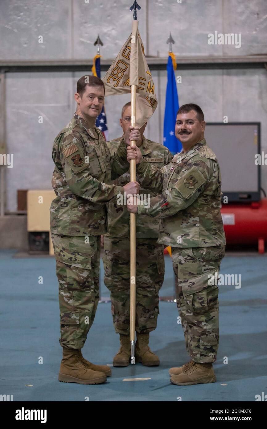 U.S. Air Force Maj. Christopher J. Smith, (right), outgoing 380th ...