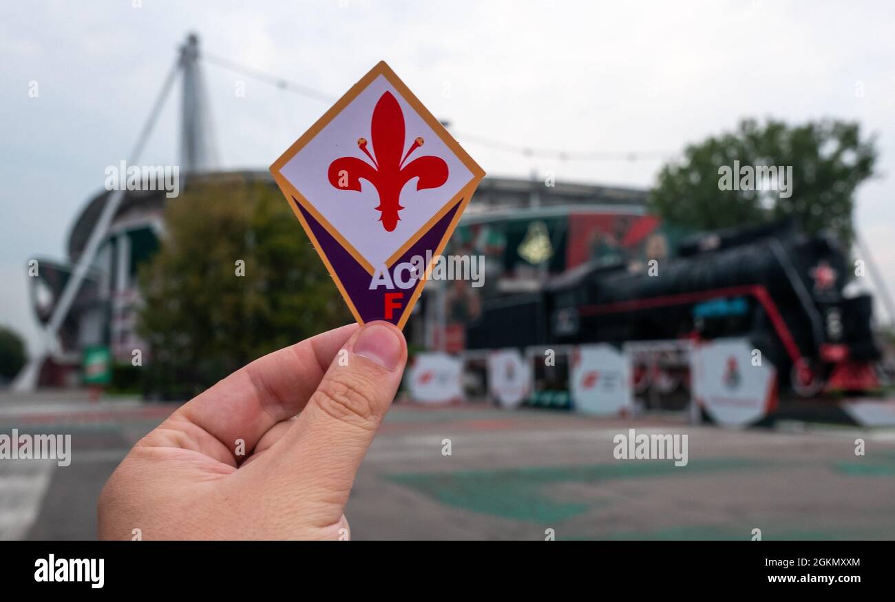 August 30, 2021, Florence, Italy. The emblem of the football club ACF ...