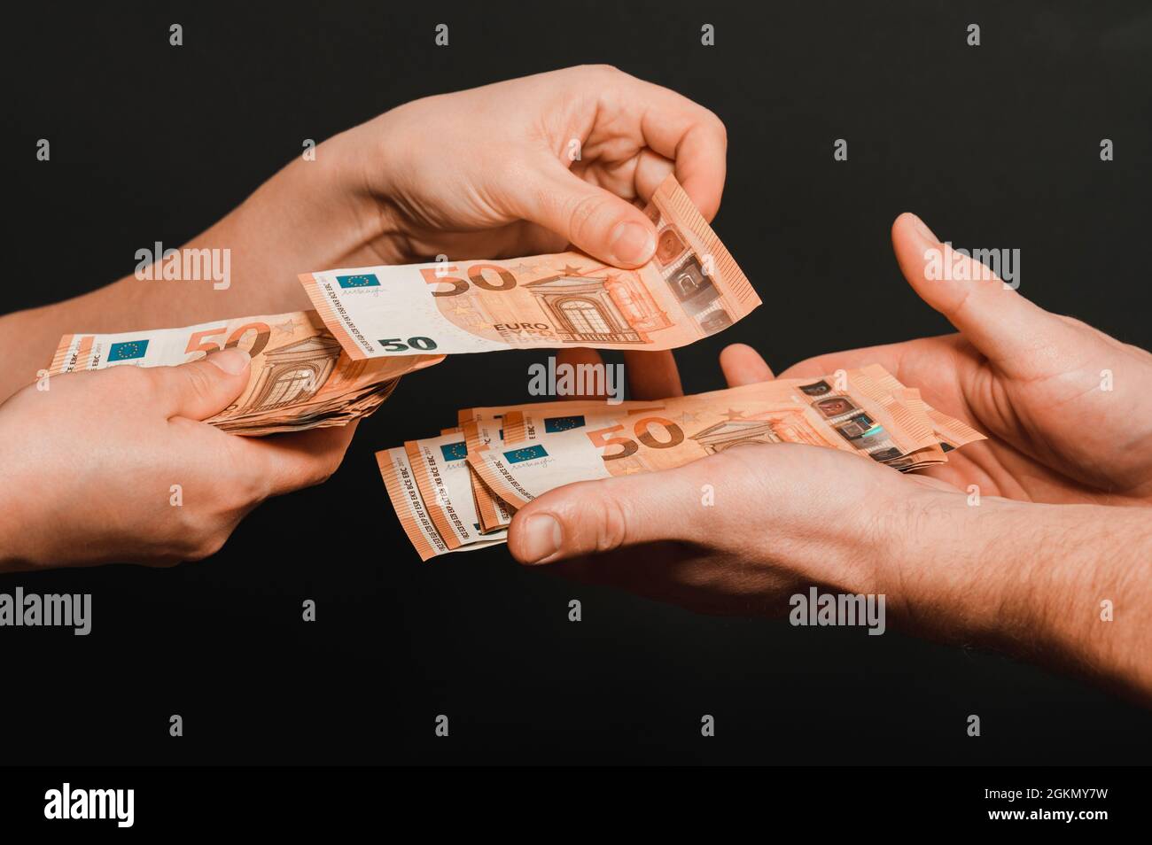 People count money, counting euro bills by man and woman, money on ...