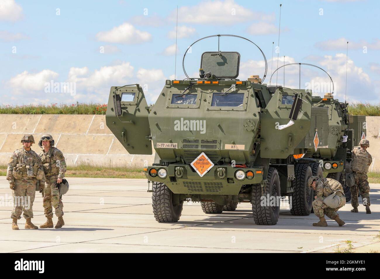BEZMER AIR BASE, Bulgaria — Two U.S. Army M142 High Mobility Artillery ...