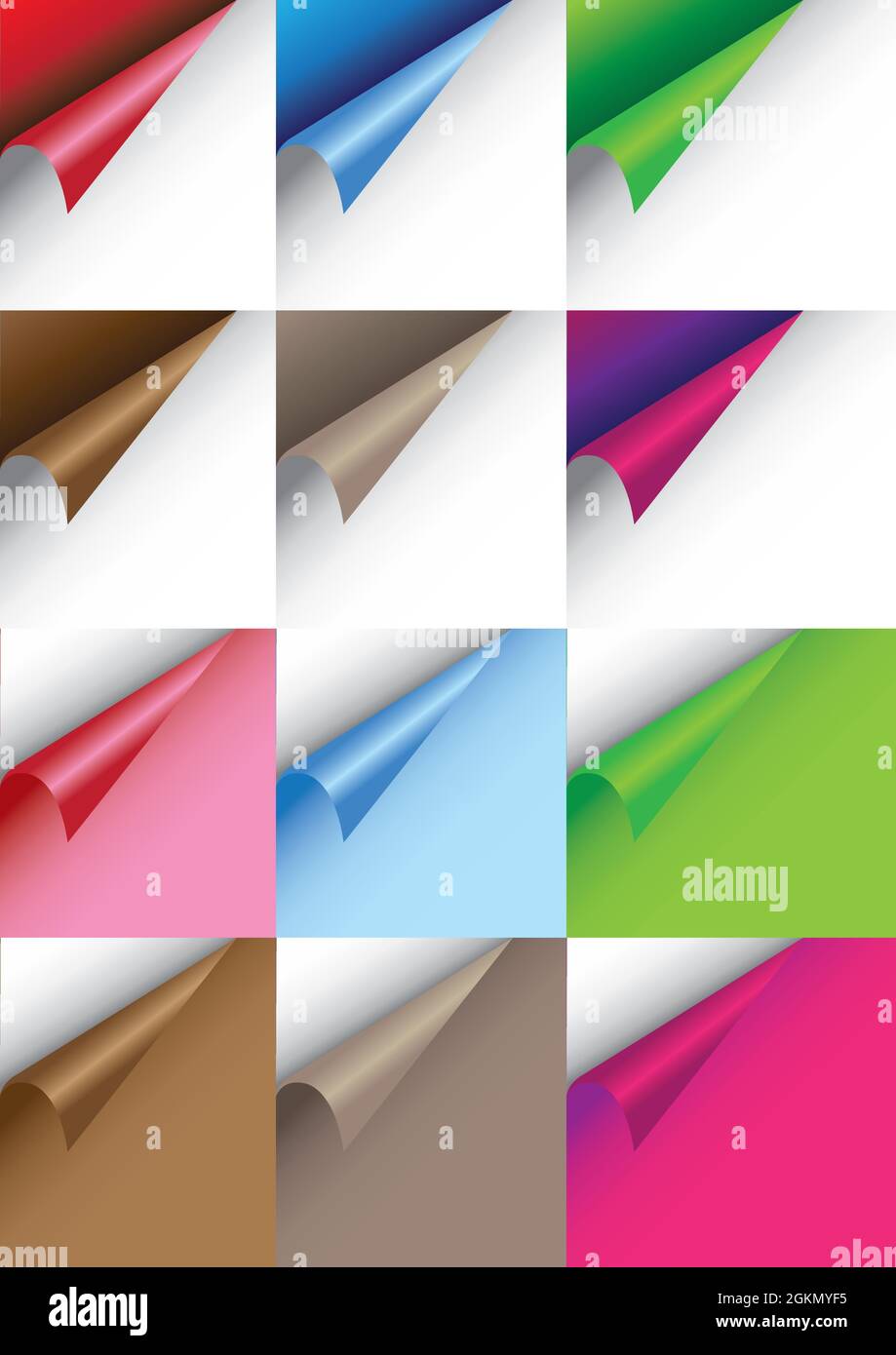 Vector illustration of papers with curve corner. Spaces for own copy ...