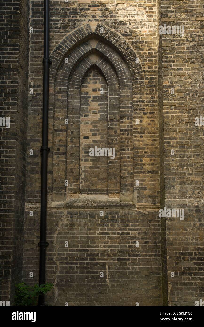 Stepped arch window detail in Abney Park Chapel,, Hackney, London, UK ...