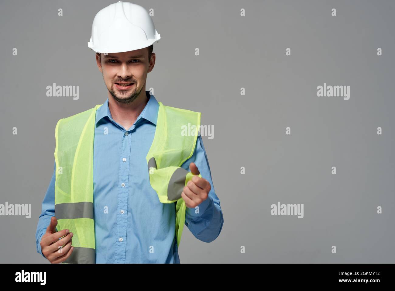 male builders protection Working profession light background Stock ...