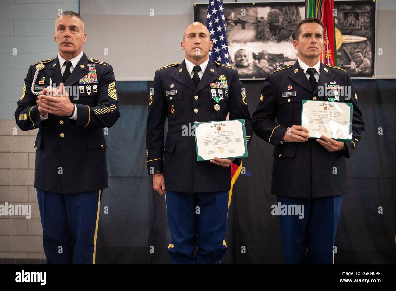 Command Sgt. Major Andrew Lombardo, left, Army Reserve command sergeant ...