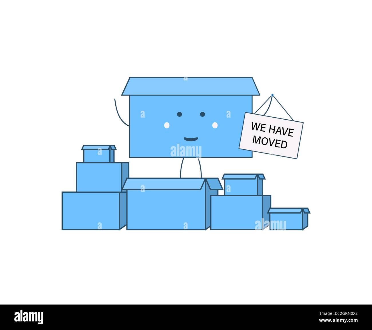 We have moved. Cartoon character box holding a sign Stock Vector Image ...