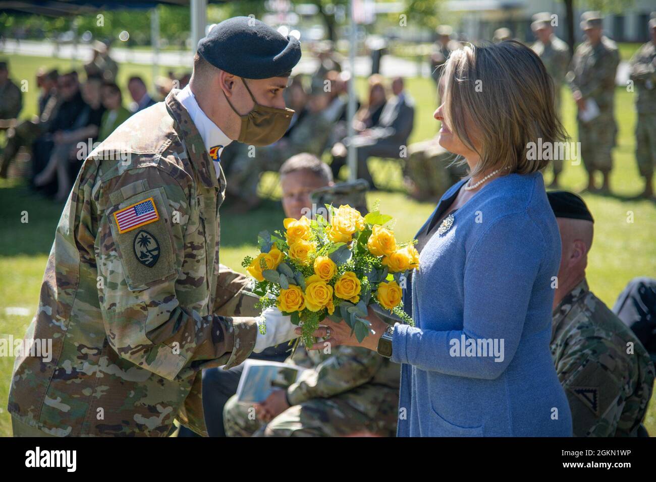 U.S. Army Sgt. Kelly Harper with 7th Army Training Command delivers a ...