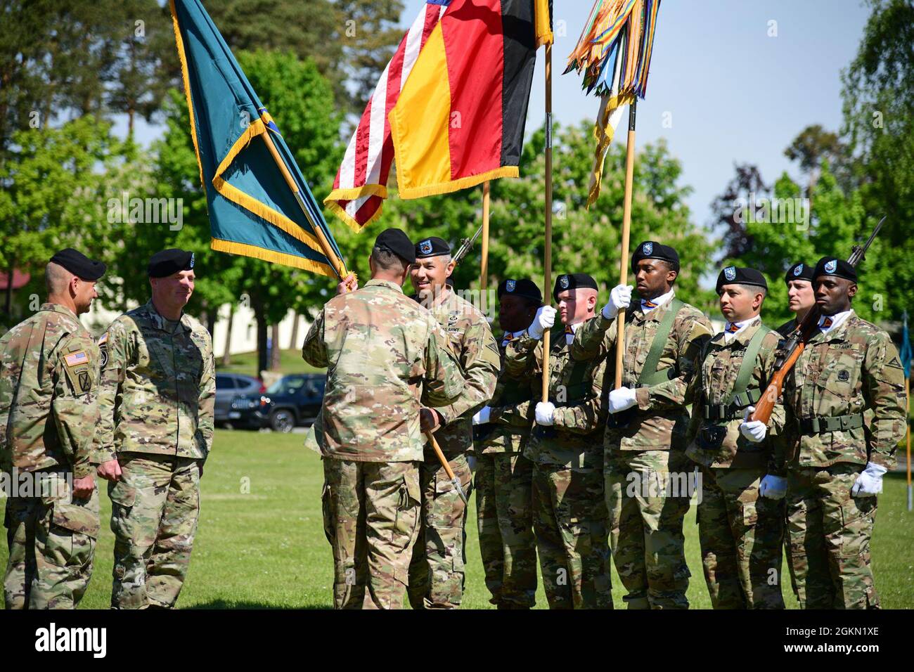 U.S. Army Command Sgt. Maj. Mark A. Morgan hands the 7th Army Training ...