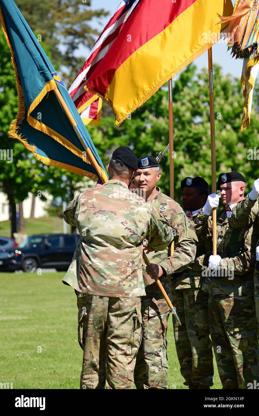 U.S. Army Command Sgt. Maj. Mark A. Morgan hands the 7th Army Training ...