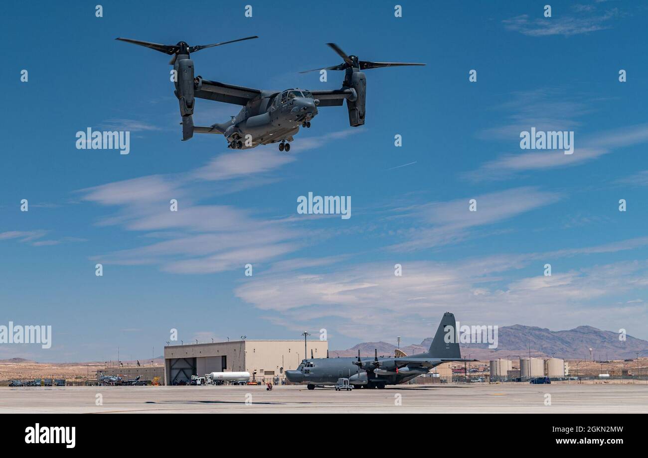 A CV-22 Osprey, tiltrotor aircraft, assigned to the 14th Weapons ...