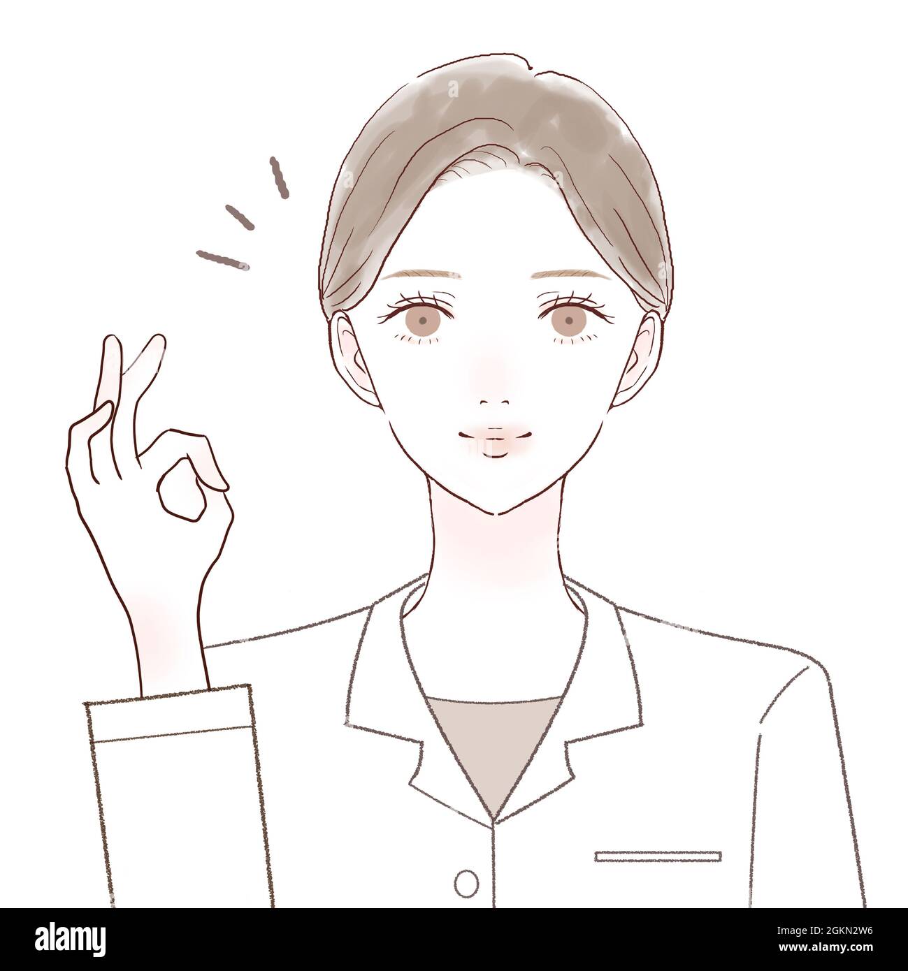 A female doctor who signs ok. On a white background Stock Photo - Alamy