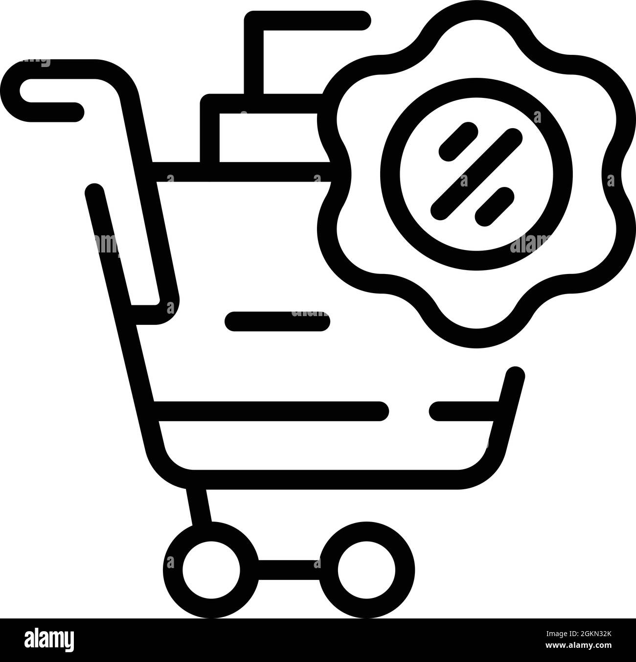 Shopping cart sale icon outline vector. Shop trolley. Percent discount ...
