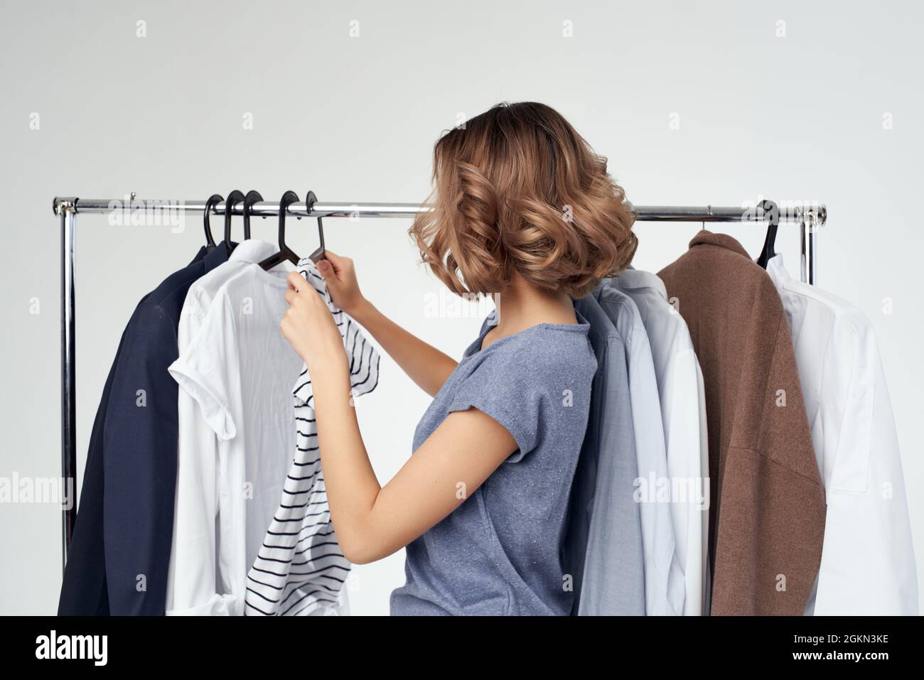 pretty woman clothes fitting modern style isolated background Stock ...