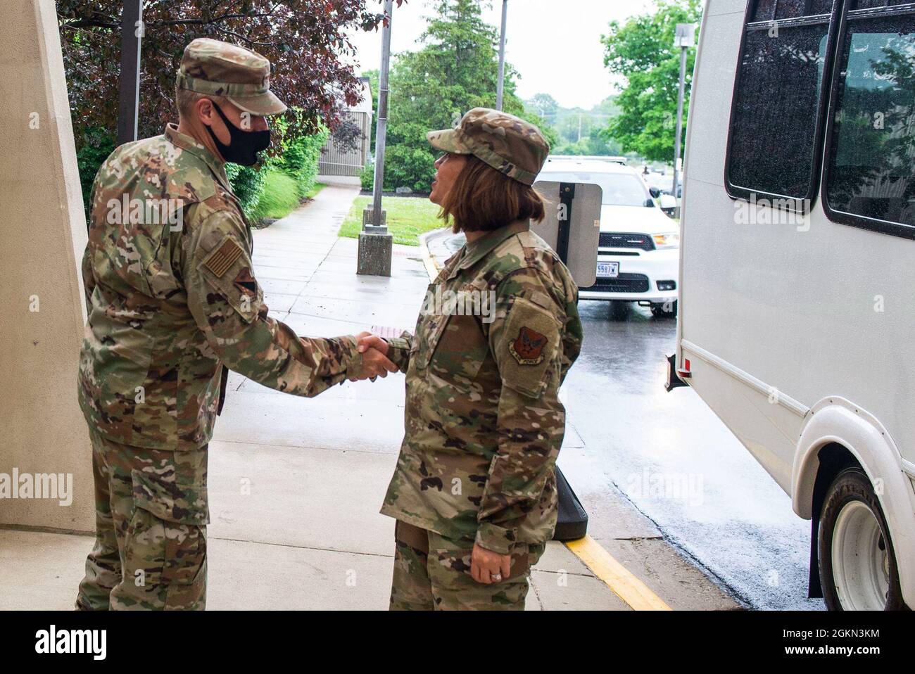 Chief Master Sergeant of the Air Force JoAnne S. Bass is greeted by Col ...