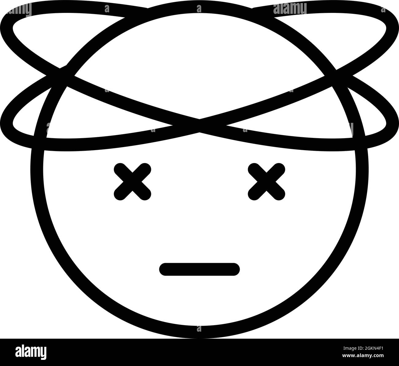Dizzy face icon outline vector. Vertigo mood. Dizziness headache Stock ...
