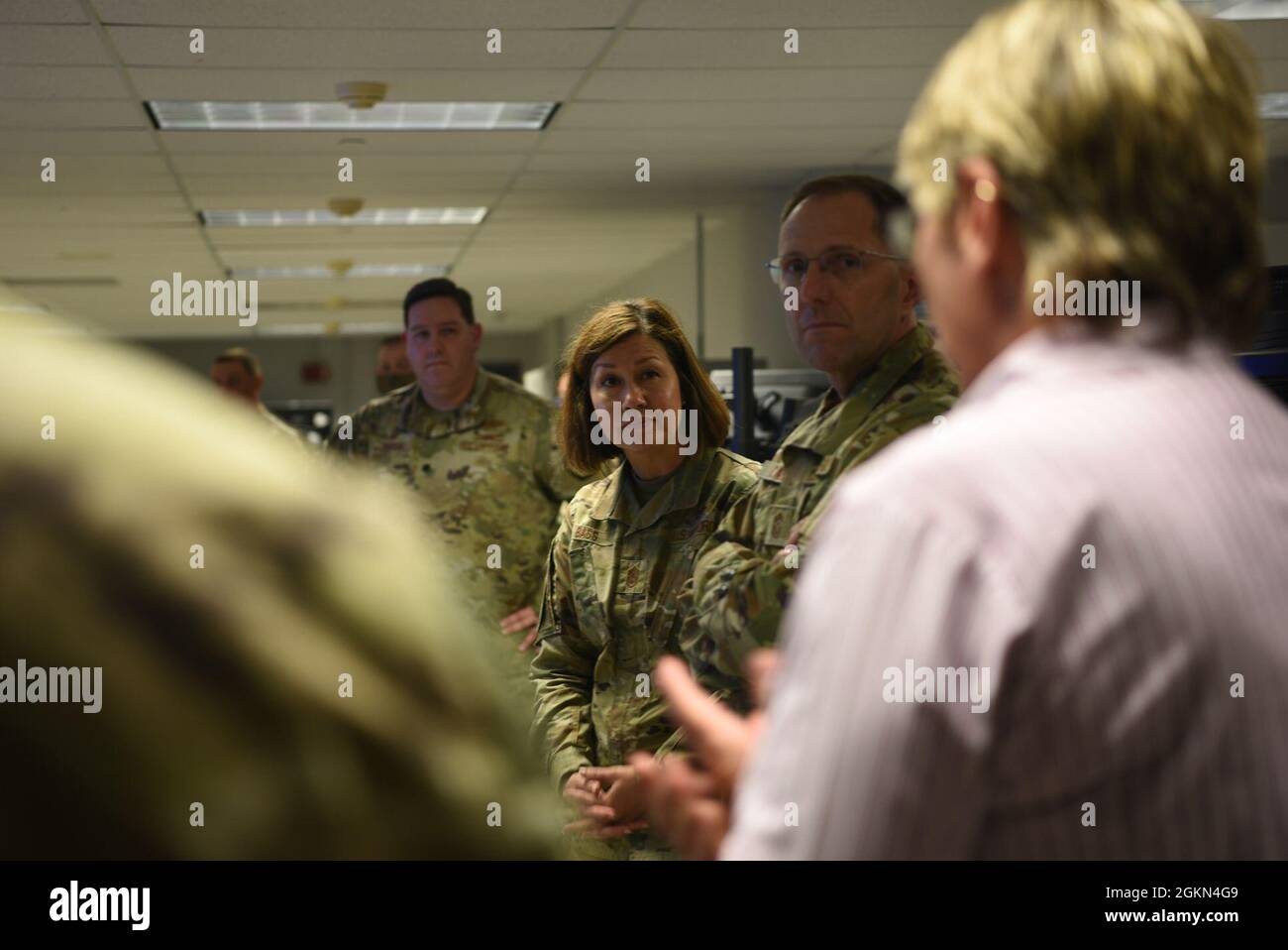 Chief Master Sergeant of the Air Force JoAnne S. Bass is briefed by ...