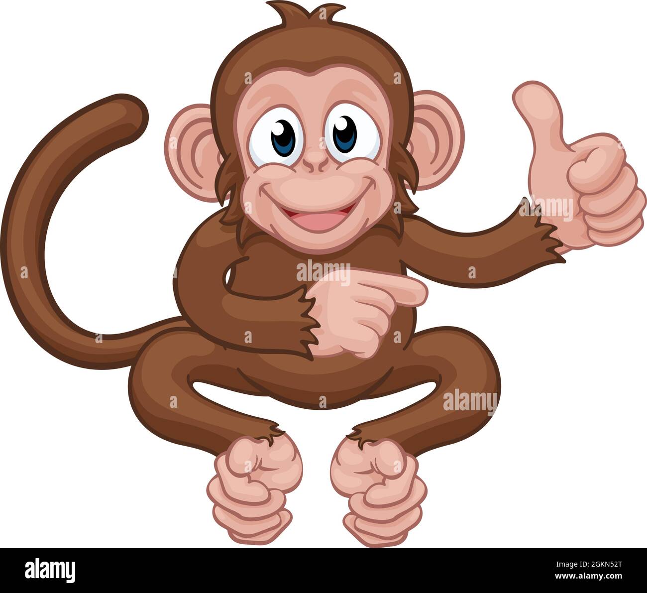 Monkey Cartoon Animal Thumbs Up and Pointing Stock Vector Image & Art ...